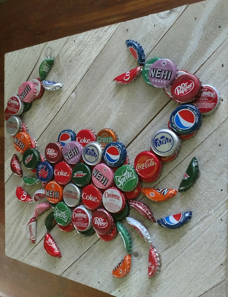Soda Pop Bottle Cap Crab Wall Art Coke Pepsi Cheerwine Sprite Nehi ...