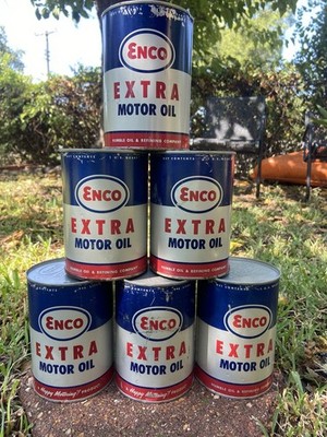 Vintage NOS Enco Extra Motor Oil Cans (6) Quarts - All Are Full | eBay