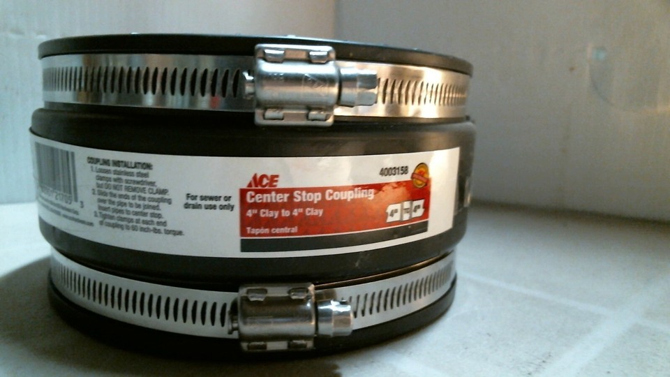 ACE 4003158 Center Stop Coupling, 4" Clay x 4" Clay, FREE SHIPPING | eBay