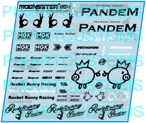 Racing Pandem White Toner 1/64 Water Slide Decal Set Read Description ...
