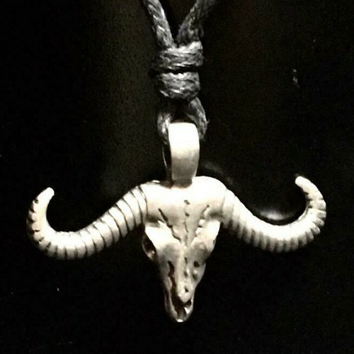 Buffalo Skull Adjustable Pewter Pendant Longhorn Animal Goth Biker ...