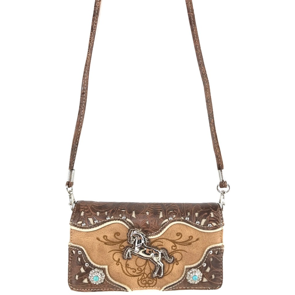 Justin West Wild Horse Embroidery Western Floral Concealed Carry ...