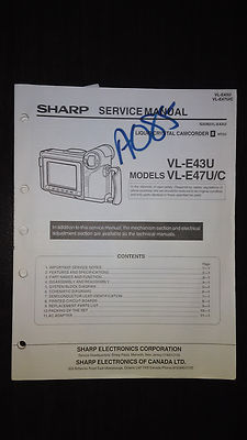 sharp vl-e43u e47u/c Service Manual Original camcorder video recorder ...