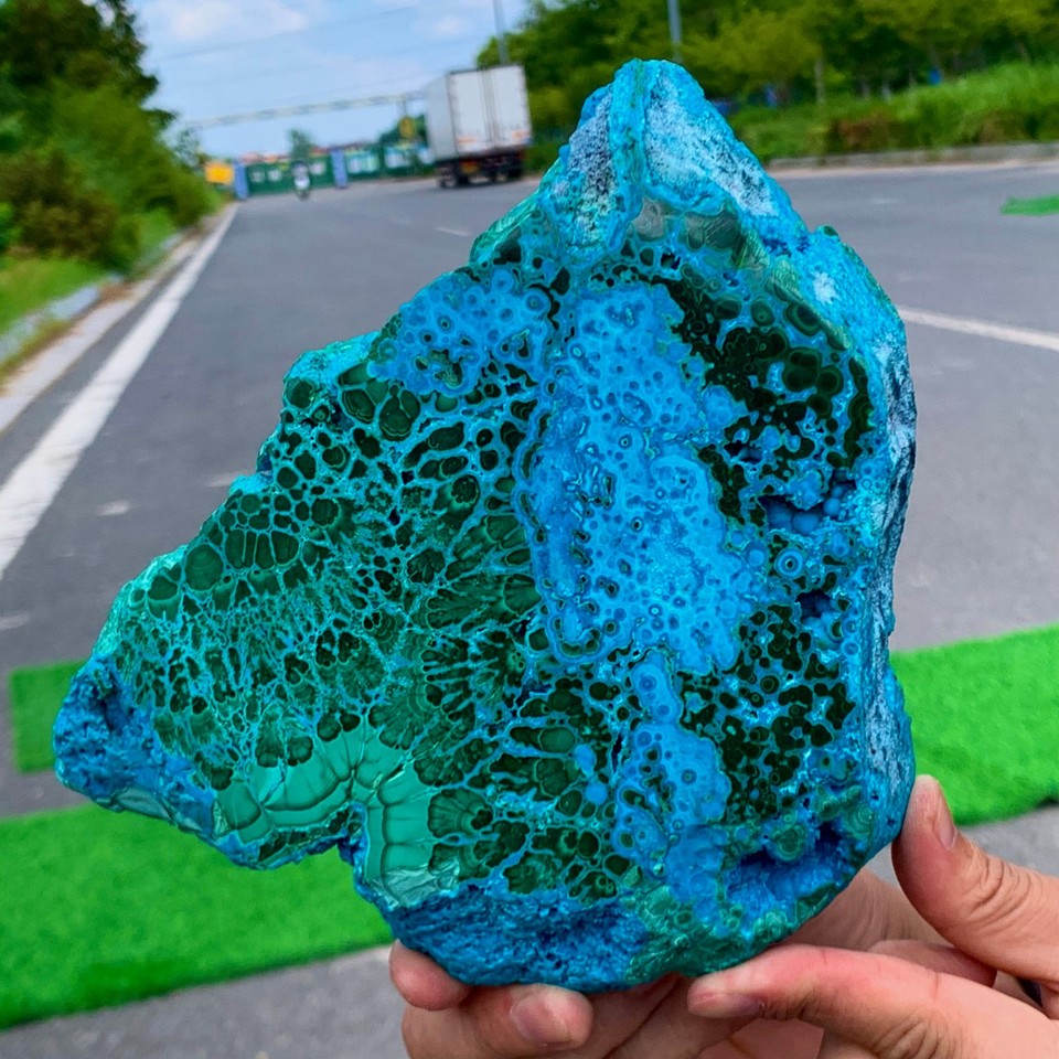 3.72LB Natural velvet Malachite stone cat eye cluster rough mineral ...