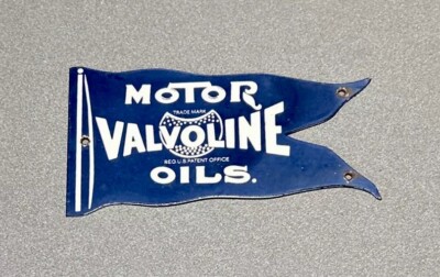 VINTAGE VALVOLINE MOTOR OIL DEALERSHIP FLAG PORCELAIN SIGN CAR GAS OIL ...