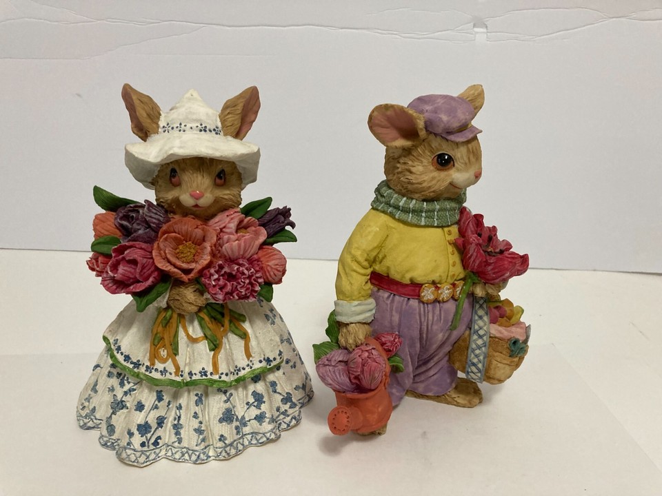 Cottontail Collection EASTER BUNNIES BOY AND GIRL 8" tall SET OF 2 New ...