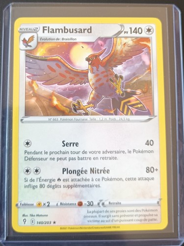 Carte Pokémon Flambusard 140/203 Rare EB07 Evolution Céleste Fr Neuve ...