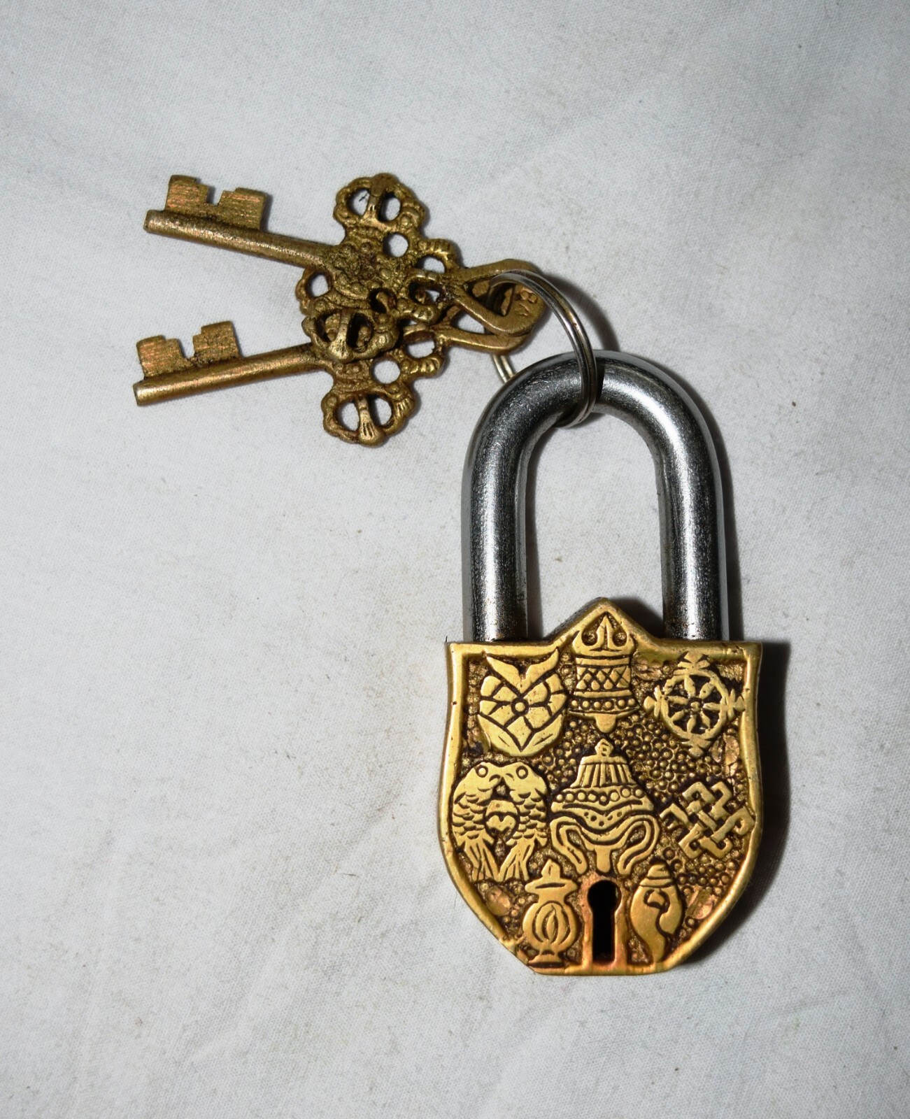 Religious Brass Padlock Handmade Ganesha Design Home Door Lock Unique ...