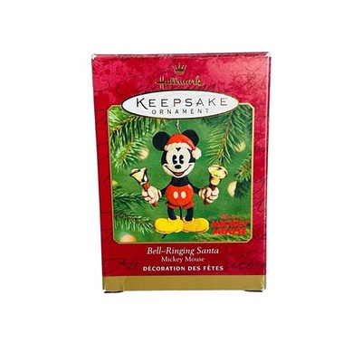 2001 Hallmark Mickey Mouse bell ringing Santa pull string ornament | eBay