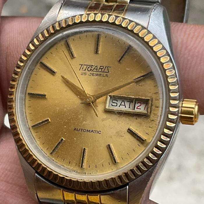 Rare TUGARIS Automatic Gold Dial Two Tone Day Date Watch From 1980 Men ...