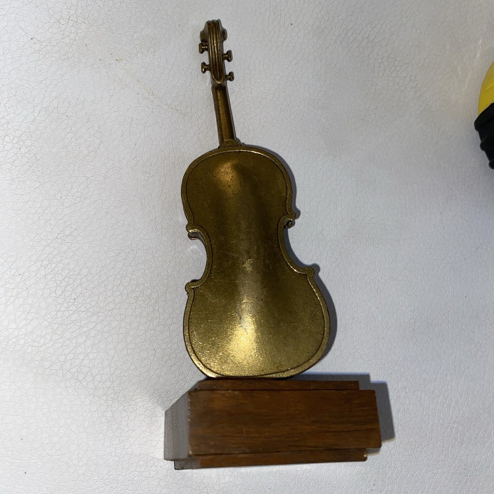 Vintage Metal Miniature Cello On Wood Base Made in Italy MCM RR Roman ...