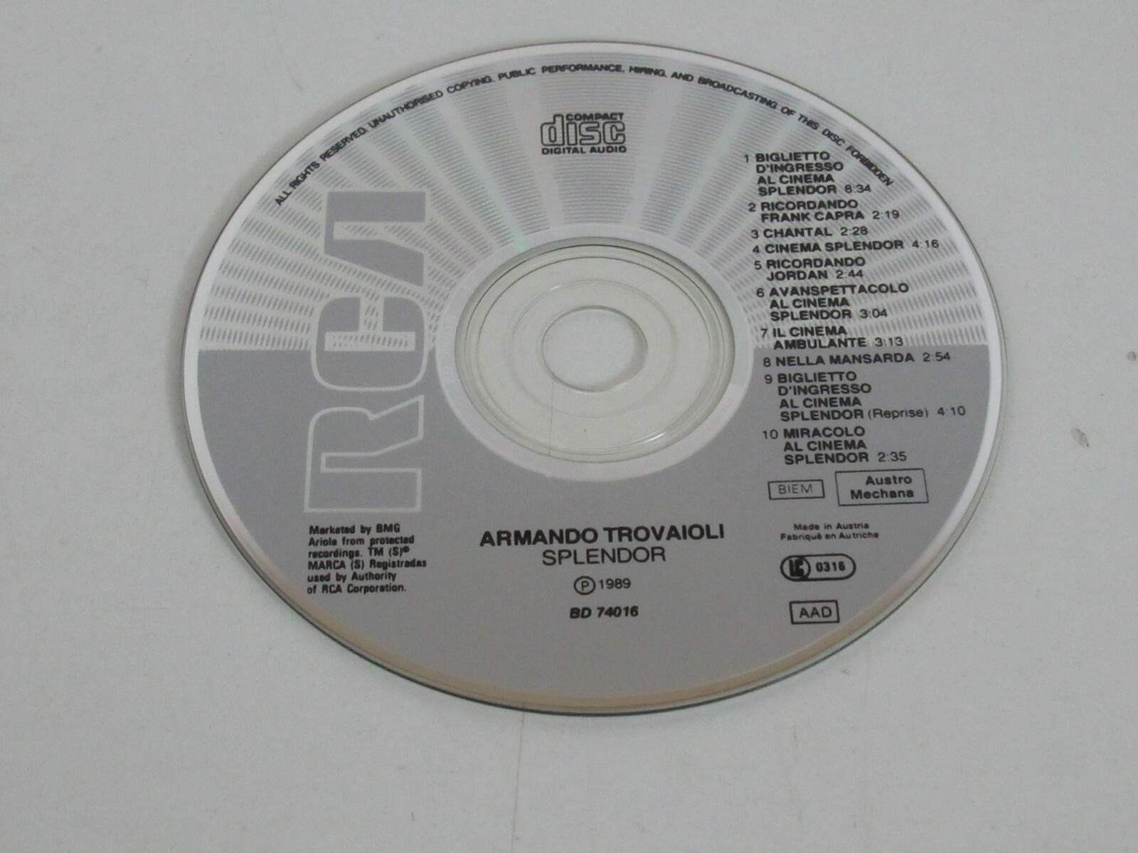 Splendor/Soundtrack/Armando Trovajoli ( Rca Bd 74016) CD Album | eBay