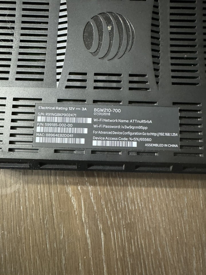 AT&T Arris BGW210-700 Gateway Wi-Fi Modem Router Broadband | eBay