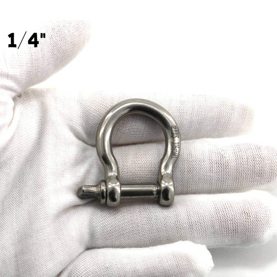6PCS 1/4" Anchor Shackle Clevis Shackle D Ring Snap Shackle Stainless ...