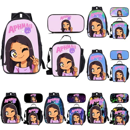 3pcs Set Aphmau Backpack Kids Boys Girls School Bag Lunch Bag Pencil ...