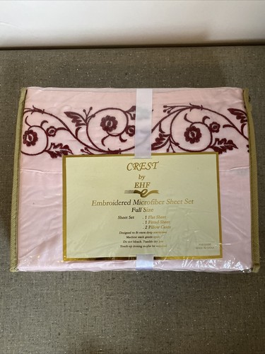 Crest By EHF Embroidered Microfiber Sheet Set Full Size Fits Extra Deep ...