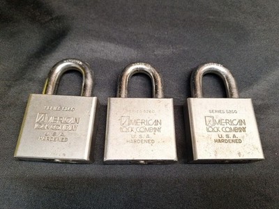 Set Of 3 Vintage AMERICAN LOCK Co. Series 5200 Railway Padlock Lock USA ...