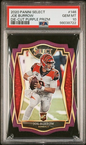 2020 Joe Burrow Panini Select #146 Purple Die Cut Prizm Rookie Card RC ...