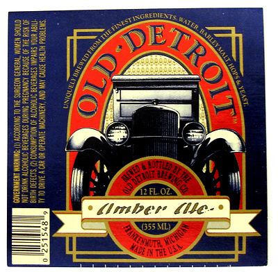 Old Detroit Brewing AMBER ALE beer label MI 12oz - No CRV - Var. #4 | eBay
