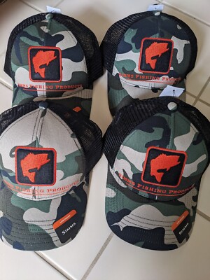 One (1) Simms Fishing Hat Bass Icon Trucker Woodland Camo Cap NWT Low ...