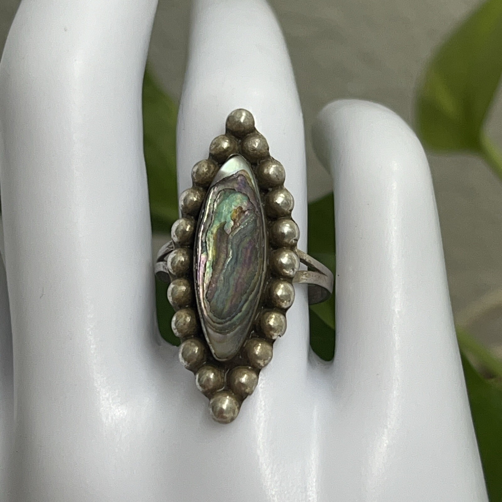 Mexican Ring Silver Abalone Sterling Vintage Size 7 - Gem