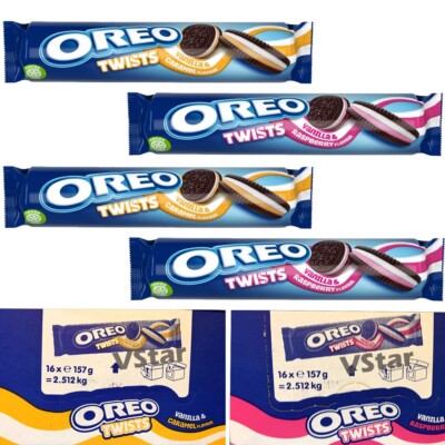 Oreo Twists Vanilla & Caramel / Vanilla & Raspberry Sandwich Biscuits ...
