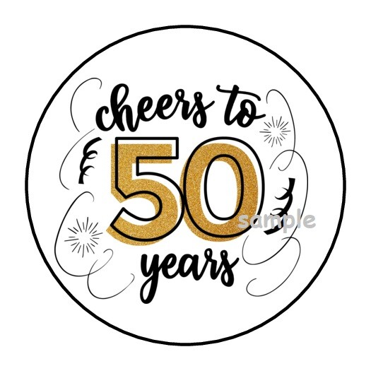 50th Birthday Round Labels 50th Birthday Stickers Silver And Black