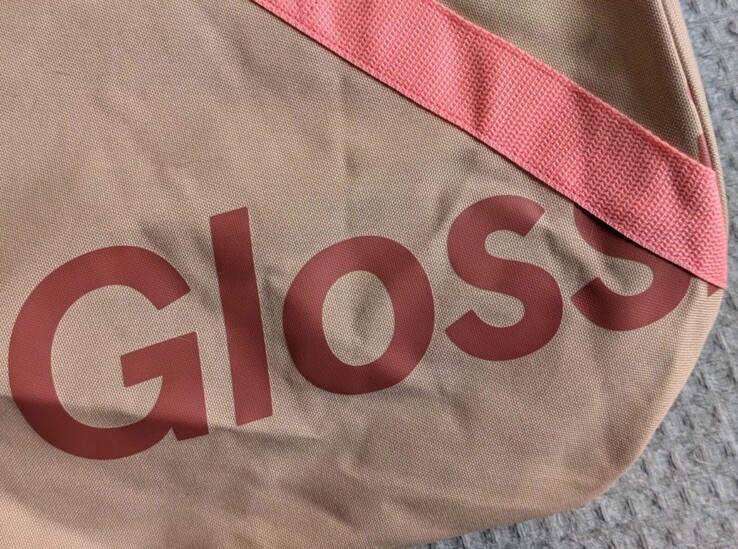 Glossier Duffle Bag Medium 20"x10"x10" Brown Pink Desert Rose Zip Strap ...