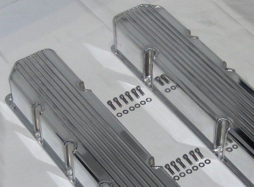 1976-1987 Jeep AMC Polished Finned Fabricated Aluminum Valve Cover Set ...