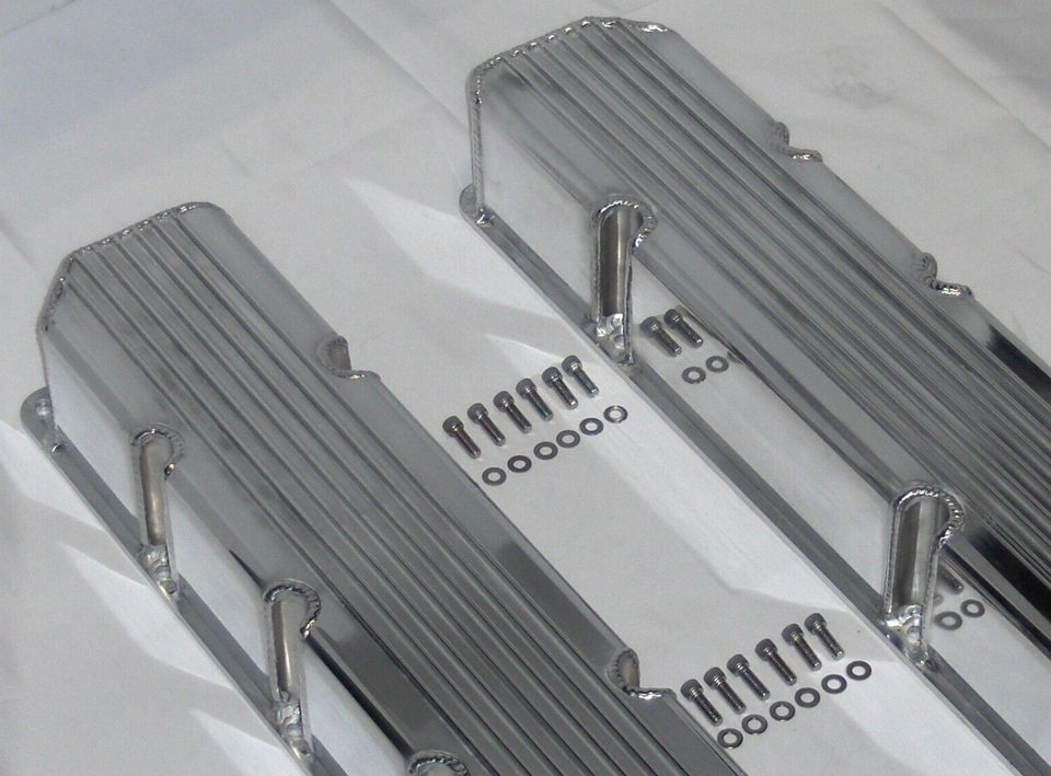 1976-87 Jeep AMC Pol Finned Fabricated Aluminum Valve Covers V8 304 360 ...