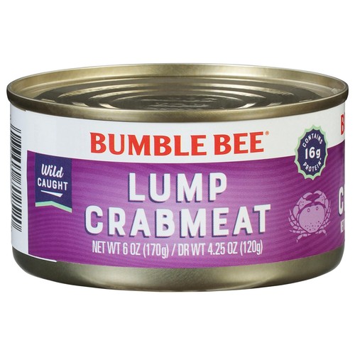 Lump Crab Meat, Wild Caught, 6 oz Can (Pack of 12), Small Chunks, 16g ...