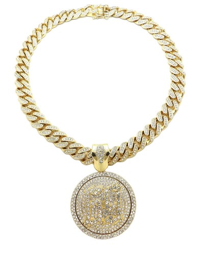 TEKASHI 69 6IX9INE SPINNING PENDANT LAB DIAMOND GOLD CUBAN LINK CHAIN ...