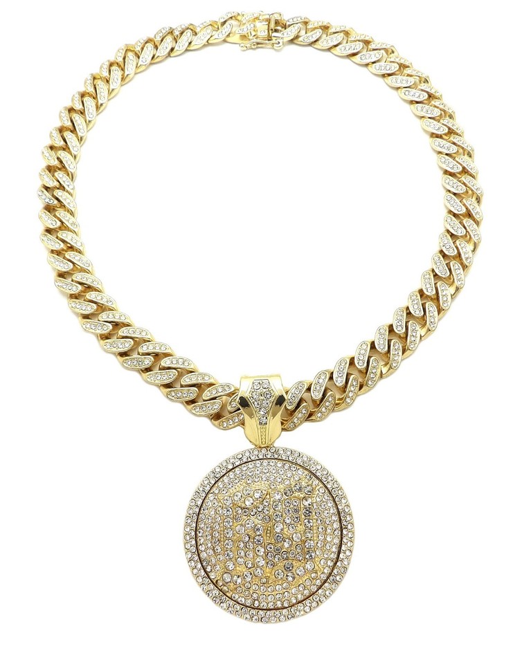 TEKASHI 69 6IX9INE SPINNING PENDANT LAB DIAMOND GOLD CUBAN LINK CHAIN ...
