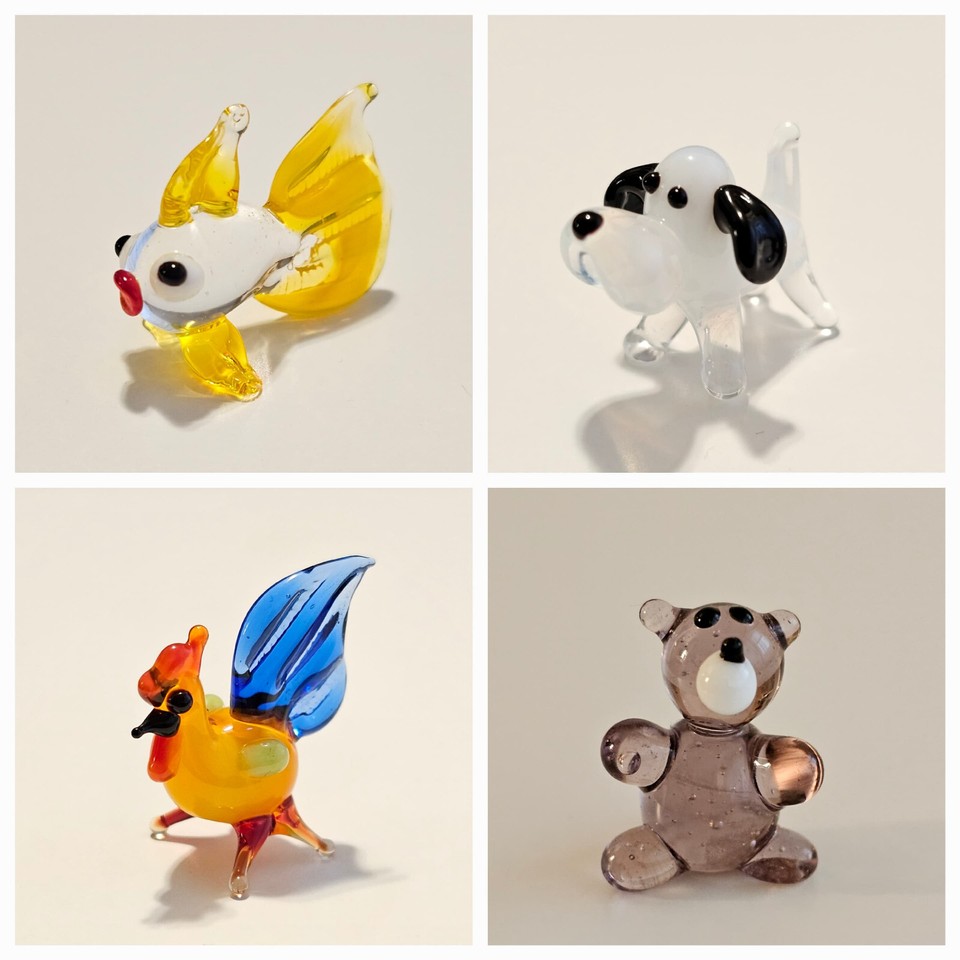 Handcrafted Mini Glass Animal Figurines Set of 4 Randomly Selected ...