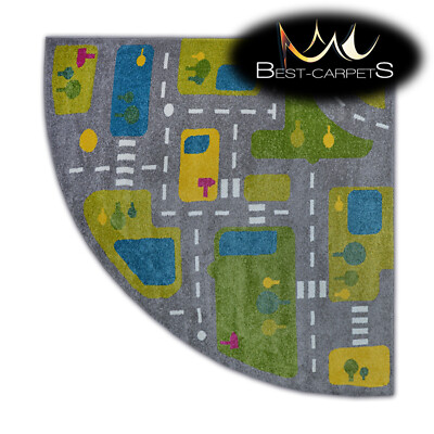 Thick MODERN RUGS 'PAINT' quarter circle ORIGINAL streets grey For Kids ...