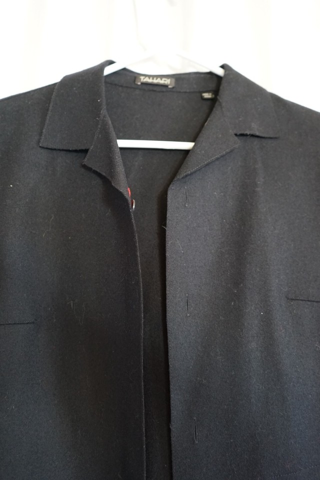 Vintage Tahari black wool blend thin light weight coat jacket very very ...