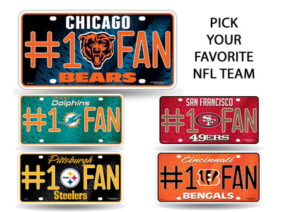NFL Teams - #1 Football Fan Metal License Plate Tag Auto Car Truck Wall ...
