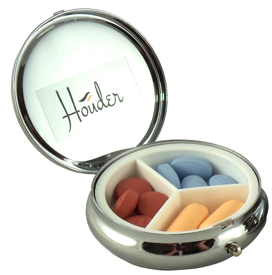 Pill Box For Purse Decorative Pill Case Vitamin Holder Metal ...