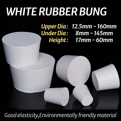White Rubber Bung Stopper Tapered Plugs Laboratory Solid Stoppers ...