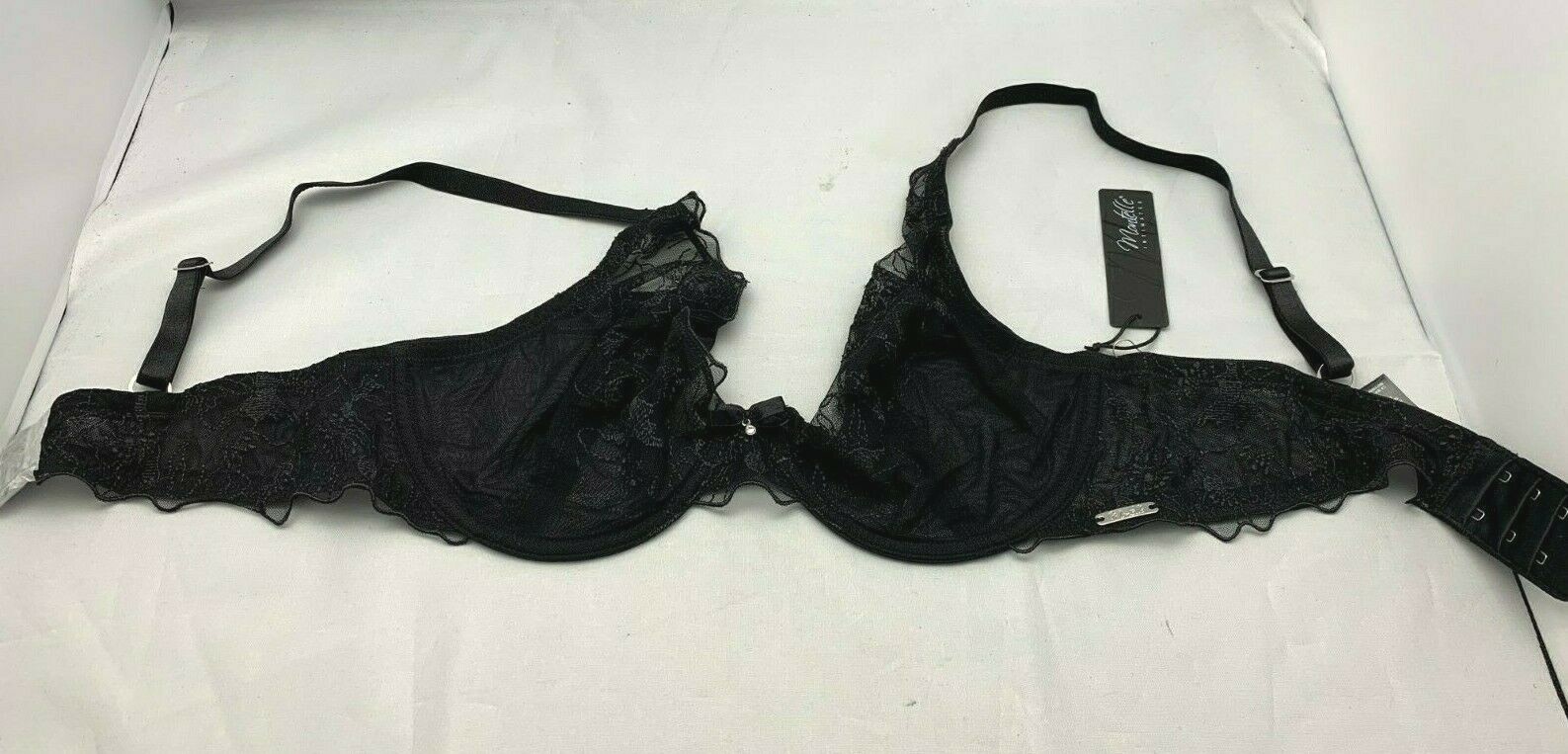 MONTELLE $64 Black Lace 9256 BALCONETTE Underwire Bra Women's Sz 32E ...