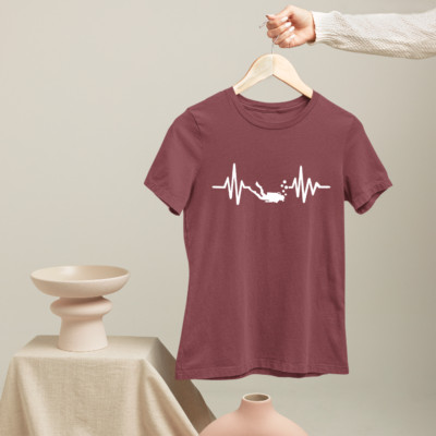 Scuba Diving Heart Beat T-shirt Swimming Lifeline Pulse Diver Open ...