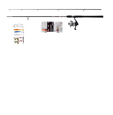 BERKLEY PIKE FISHING KIT ROD REEL LURES FLOAT TACKLE 8FT CARBON ROD ...