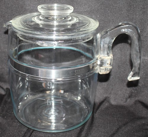 Vintage Pyrex Glass Flameware Percolator 7759 6-9 Cup Coffee Pot & Lid ...