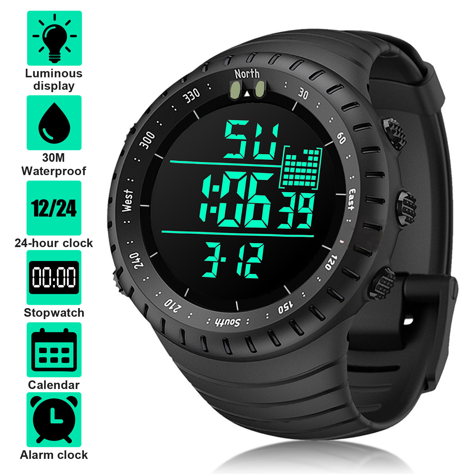 Waterproof Men's Military Tactical LED Digital Sports Watch Backlight ...