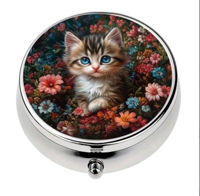 Tabby Cat pill box medicine Kitten Trinket NEW Free Ship 2 Inch ...