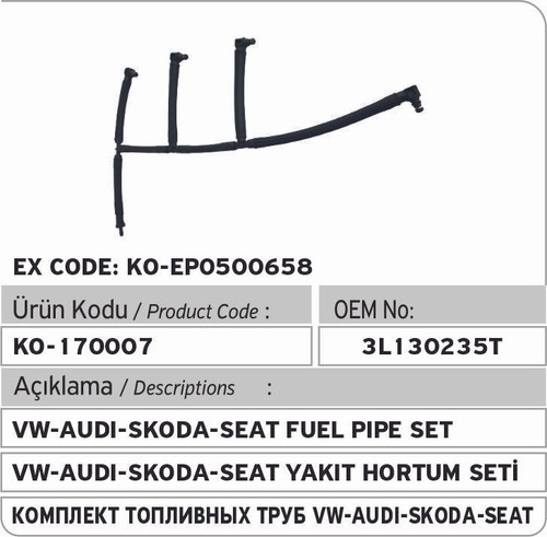 03L130235AG VW Audi Skoda Seat Fuel Return Pipe Set 0445130169 ...