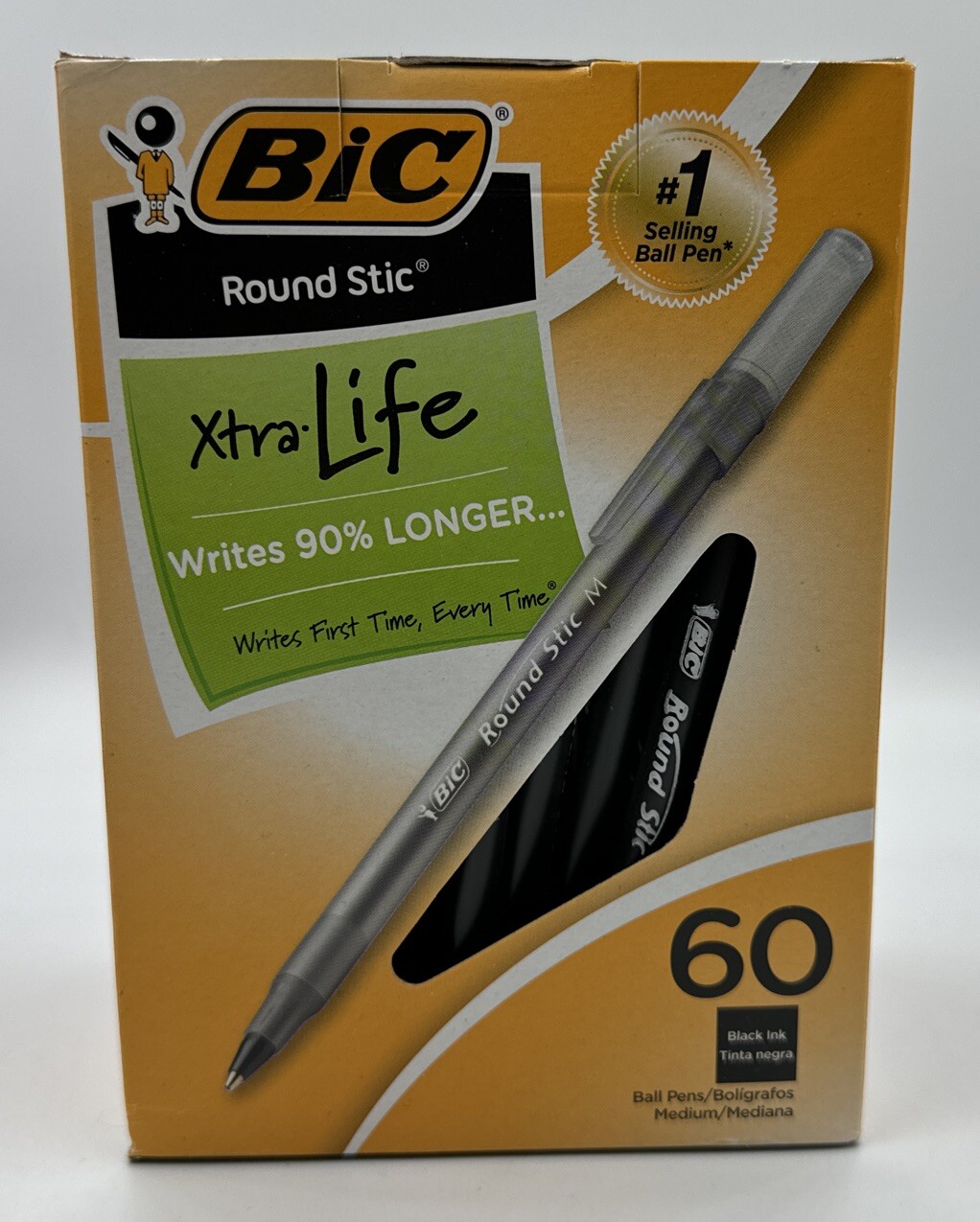 BIC BICGSM609BK Medium 1.0mm Round Stic Ballpoint Pens, Black - 60 ...
