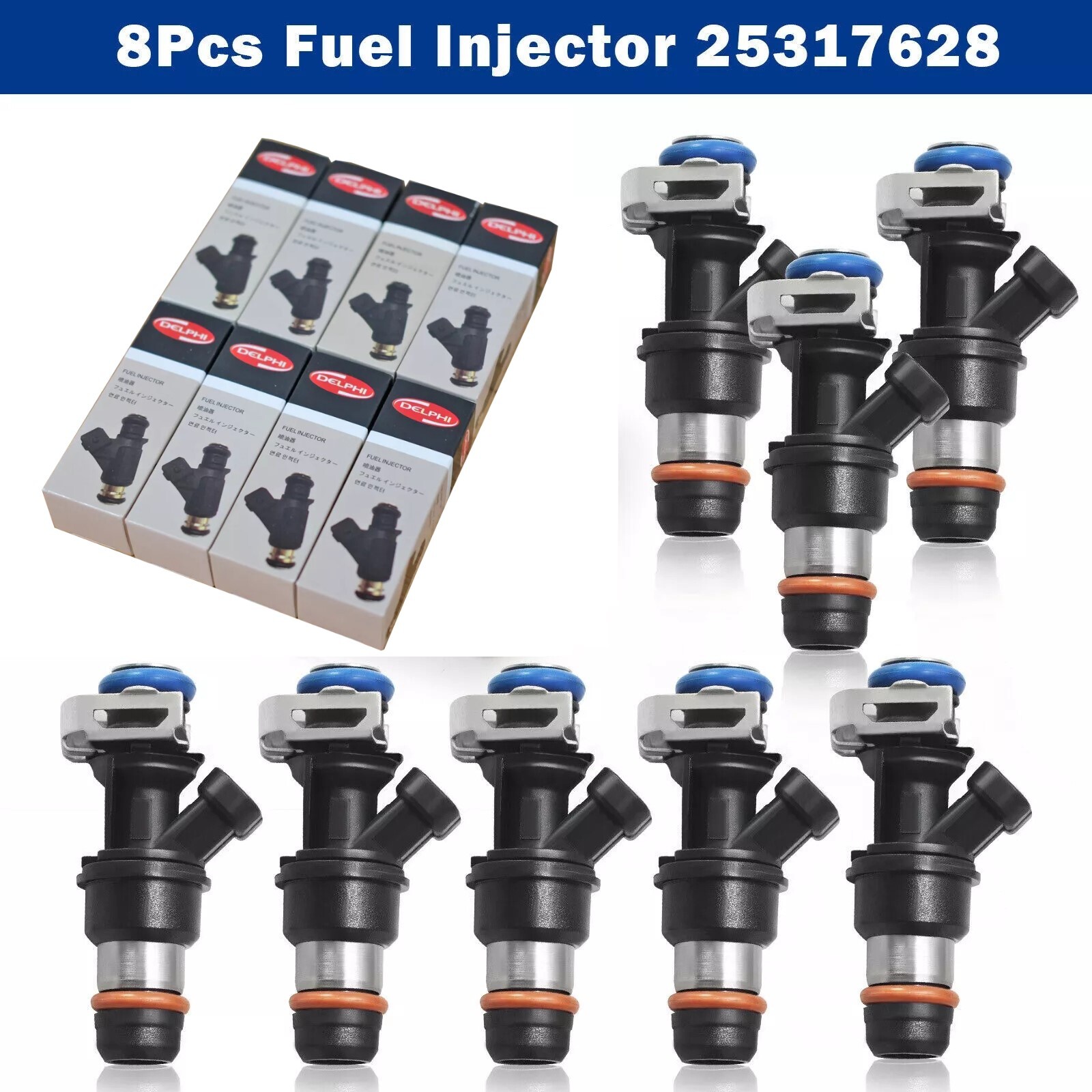 8Pcs Genuine Fuel Injectors 25317628 For 99-07 Chevy Silverado GMC 4.8 ...
