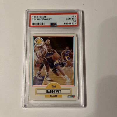 1990 Fleer Tim Hardaway 63 Rookie Card RC Golden State Warriors PSA 10 ...