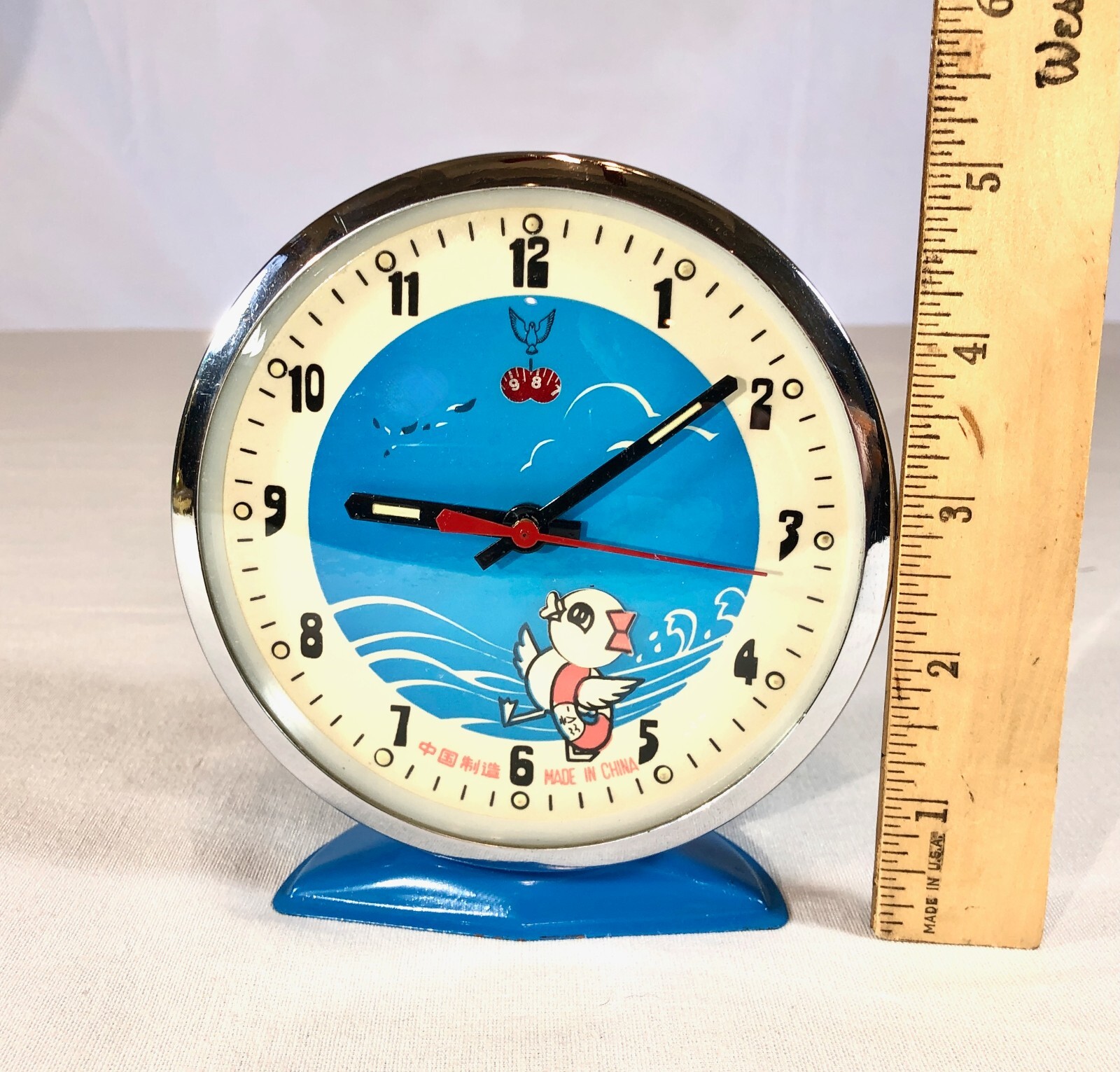 VTG RARE 1970's Animated Chicken Rooster Metal Alarm Clock ~ SEE VIDEO ...